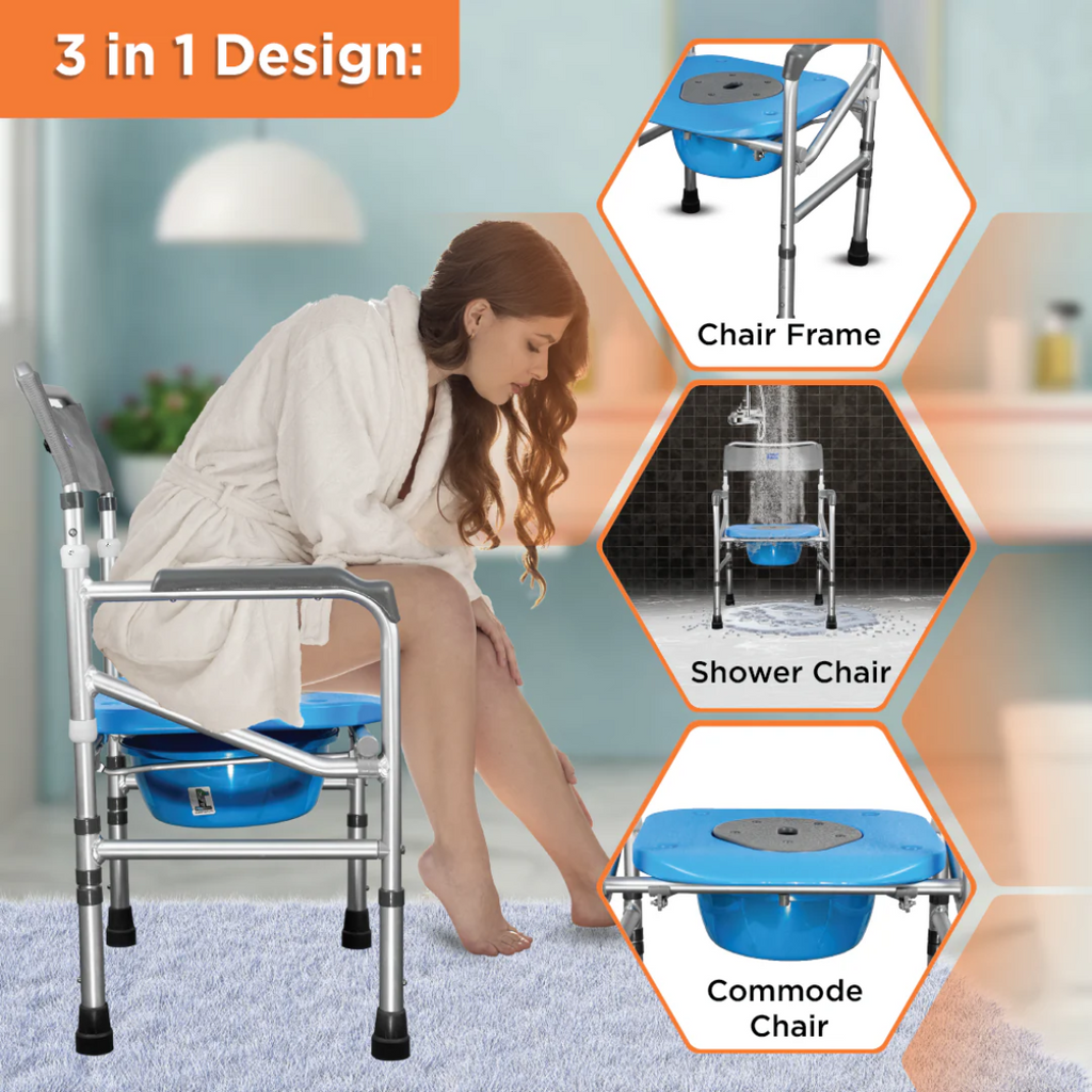 Vissco 3 in 1 Foldable Commode Shower Chair in Chennai